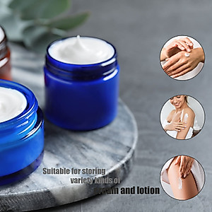 Lil Ray 1 oz Round Cobalt Blue Glass Jar with Inner Liners and Gold Lid (12pcs)