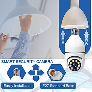 Light Bulb Camera, 2 Pack Light Bulb Security Camera, Light Socket Security Camera with Night Vision, Motion Detection and Phone APP, Wireless Surveillance Camera for Home Office