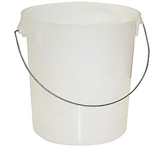 Rubbermaid Commercial Products Plastic Round Food Storage Container with Bail Handle for Kitchen/Food Prep/Storing, 22 Quart, White, Container Only (FG572900WHT)