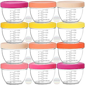 Youngever 18 Sets Baby Food Storage, 6 Ounce Baby Food Containers with Lids, 9 Bright Pink Colors, with Lids Labels