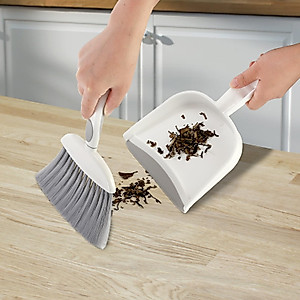 Frcctre 3 Pack Small Broom and Dustpan Set, Mini Dustpan and Brush Set Hand Broom and Dustpan Set, Whisk Broom and Dust Pans with Rubber Edge for Home, Desktop, Sofa, Kitchen, Keyboard