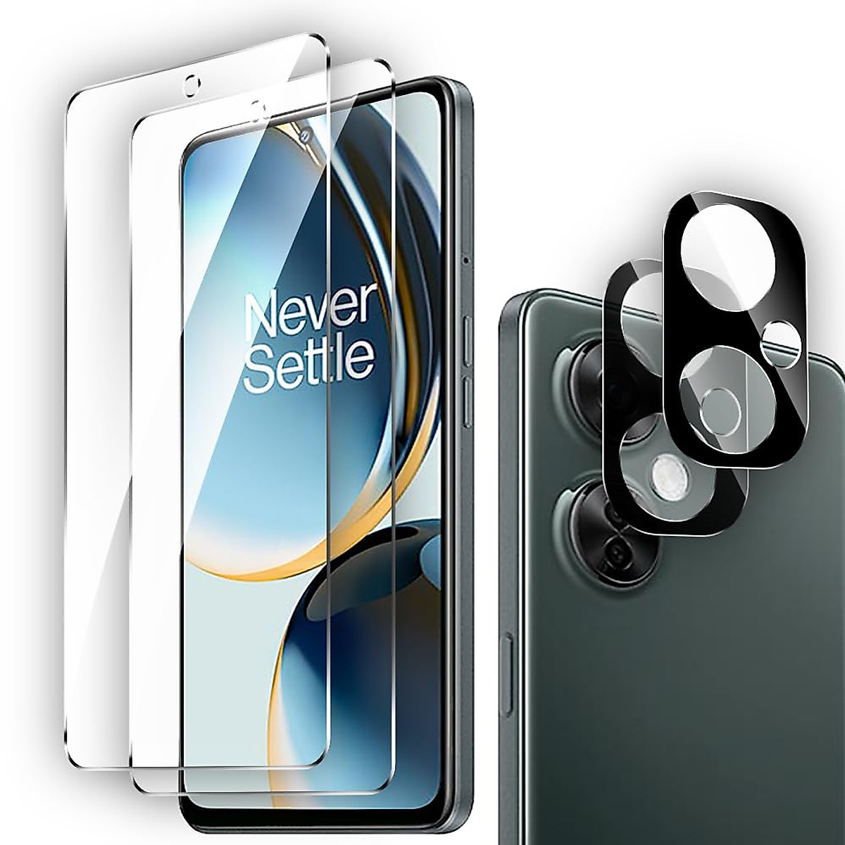 RONFUS 2+2 Pack Tempered Glass Screen Protector for OnePlus Nord N30 5G with Camera Lens Protector,Ultra HD, 9H Hardness