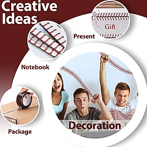 Outus 110 Yards Baseball Stitches Design Tape Adhesive Packing Tape Tape Crafting Wrapping Decorative Roll Tape for Thanksgiving Christmas Wrapping Funny Home Decoration Sealing and More(2 Rolls)