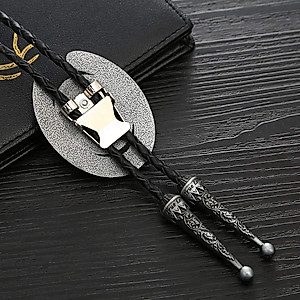 HUABOLA CALYN Vintage Bolo Tie for Men- Initial Letter ABCDMJR to Z Western Cowboy Bolo Tie for Women (B)