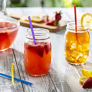 Disposable Plastic Drinking Straws - 7.75" High… (Assorted Colors, 250 Count)