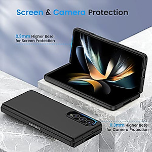 Ruky for Galaxy Z Fold 4 Case, Full Body Cover with Built-in Screen Protector Hard PC Ultra-Thin Anti-Scratches Shockproof Protective Phone Case for Samsung Galaxy Z Fold 4, Black