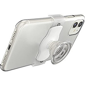 PopSockets: Phone Grip Slide for Phones and Cases, Sliding Phone Grip with Expanding Kickstand, Square Edges - White and Clear