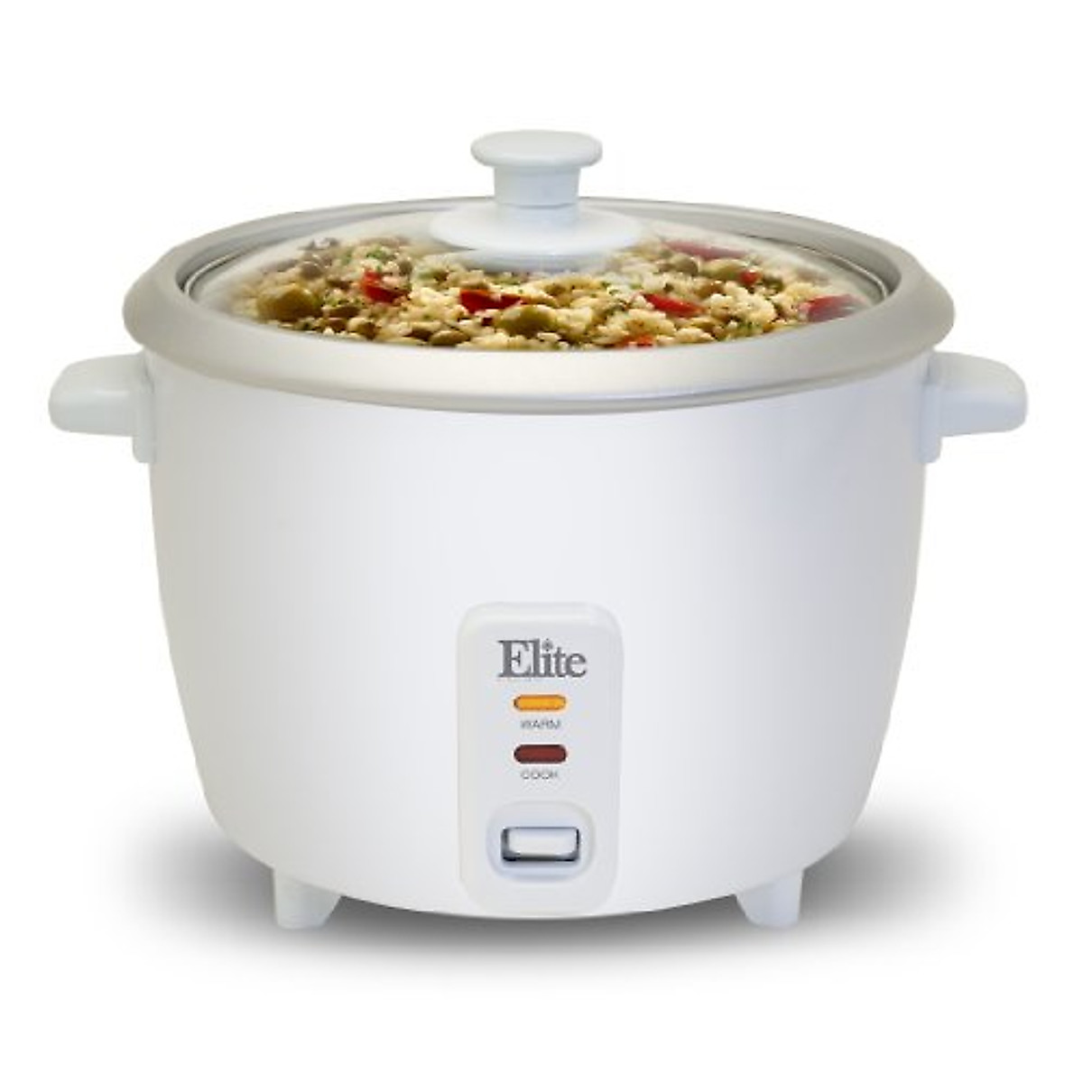 Maxi-Matic Elite Gourmet ERC-003ST Electric Rice Cooker & Steamer w/Automatic Keep Warm Makes Soups, Stews, Grains, Cereals, 6 Cooked (3 Cups Uncooked), 6 Cups Cups), White