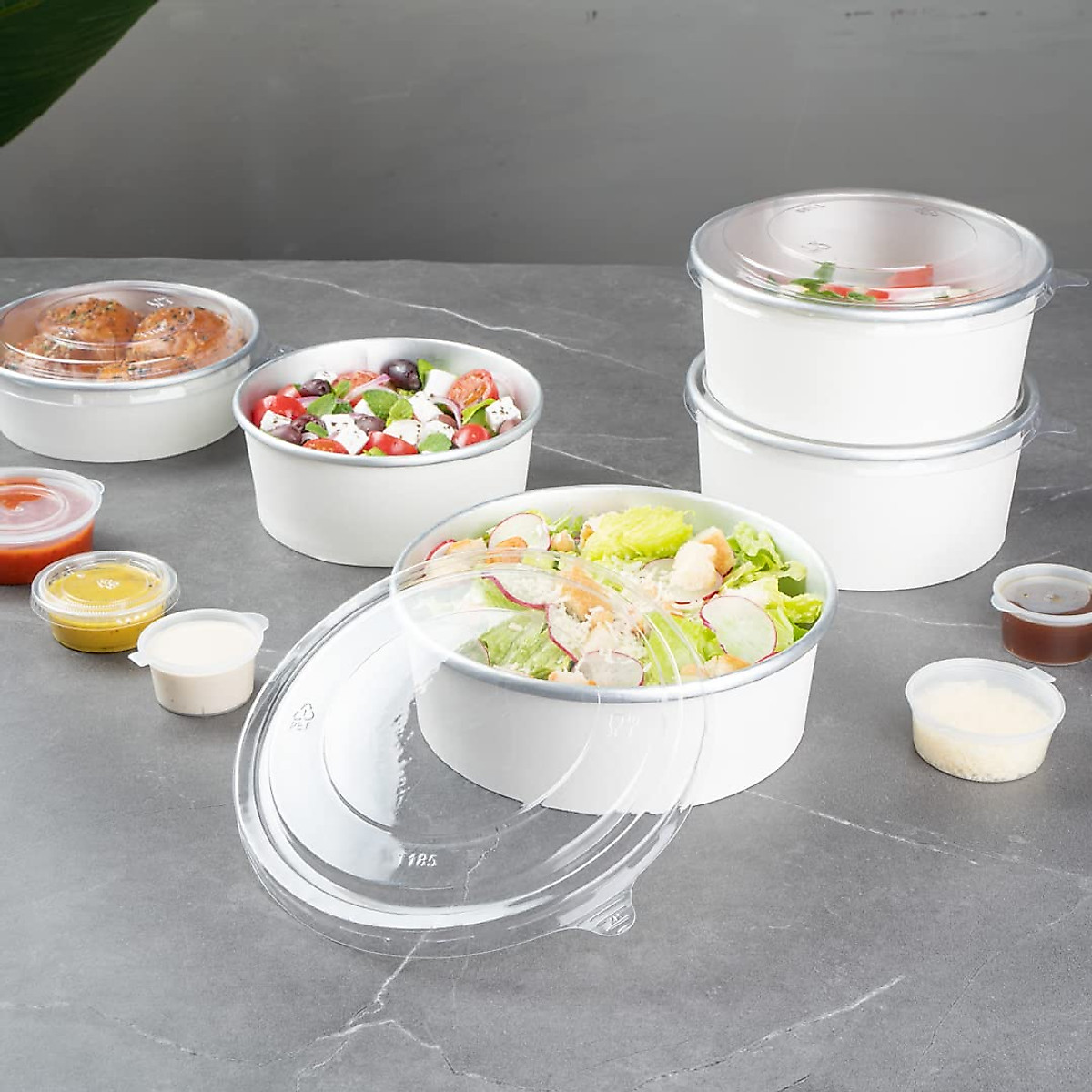 Restaurantware LIDS ONLY: Foil Lux Lids For 45 OZ Take Out Containers 200 Lift Tab Lids For Food Containers - Disposable Clear Plastic Food Container Lids Containers Sold Separately