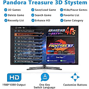 VEGAMED 22000 in1 Pandoras Box Arcade with Download Function, 3D Arcade Game Console, 1280x720 Full HD, VGA, HDMI,Support Search/Save/Hide/Pause Game up to 4 Players