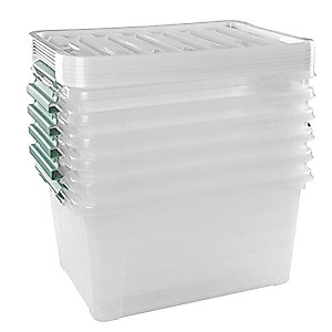 Ortodayes 6-pack 36 Quarts Storage Boxes, Plastic Clear Latching Box Bins with Lids