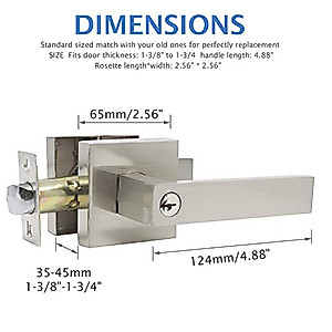 Knobonly Keyed Alike Entry Door Levers One Keyway Entrance/Front Door Handles with Same Keys Satin Nickel, Heavy Duty Keyed Exterior Door Locksets Door Handle Set, Combo Pack of 12