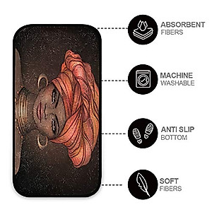 ALAZA African American Pretty Girl Aztec Tribal Shag Collection Non-Slip Area Rug Carpet Doormat for Kitchen Entryway Living Room Bedroom Sofa 1'7 x 3'3