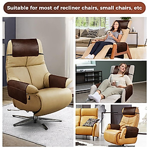 NZDWZDN 3 Pcs Headrest Cover for Recliner Chair Recliner Headrest Protector Faux Leather Headrest Cover with Elastic Straps Couch Headrest Cover with Pocket Chair Arm Covers 22.8 x 14.6 in(Chocolate)