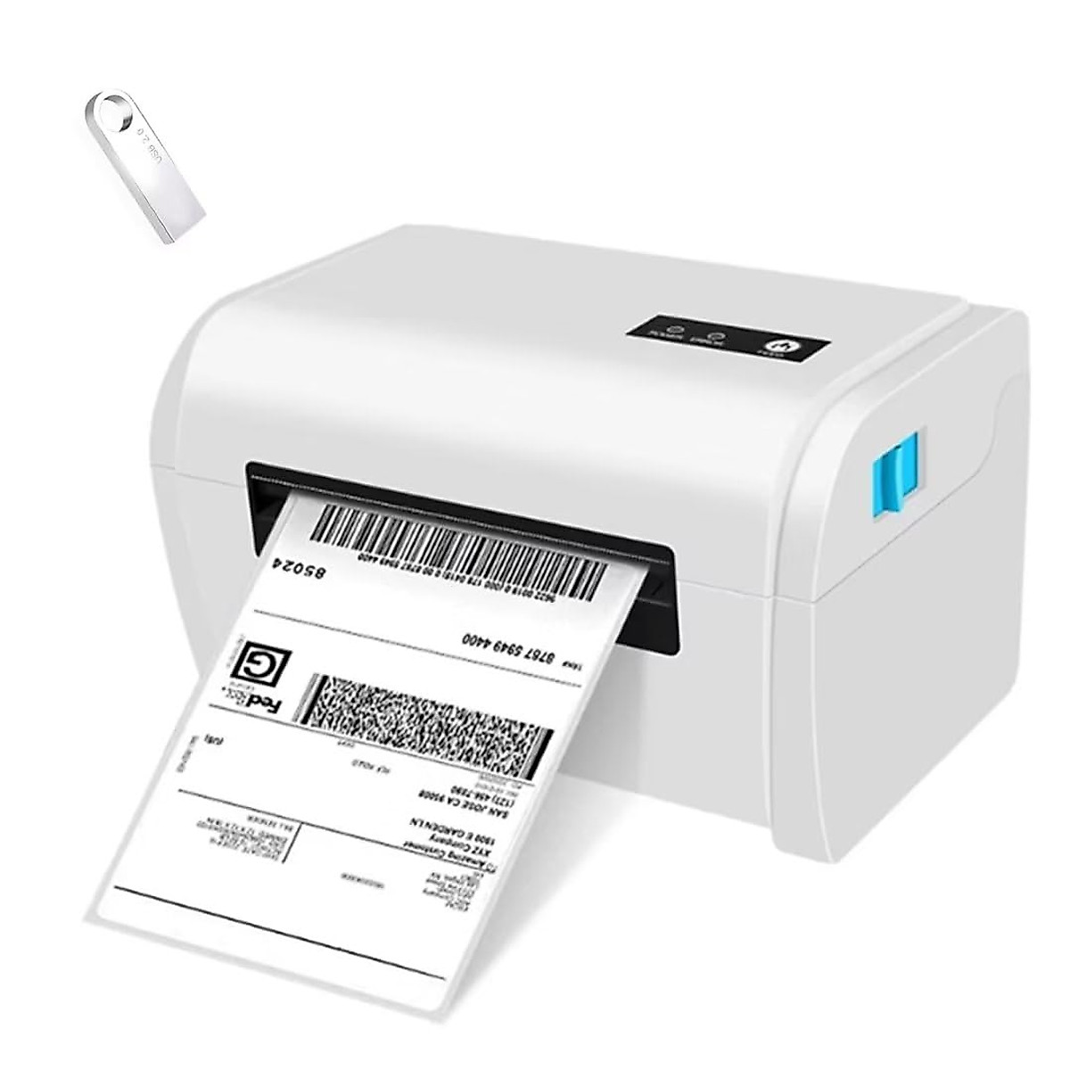with U Disk (Driver.Software, Video are in U Disk) Label Maker Printer Thermal Barcode Shipping Printer Bluetooth and USB 110mm 4X6 Shipping Sticker Label Printer 4 inch (USB+Bluetooth Port)