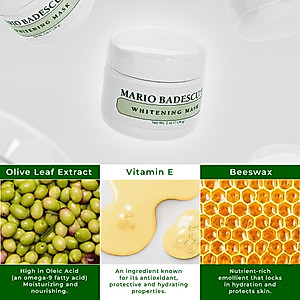 Mario Badescu Kojic Acid Whitening Mask - Illuminating Face Mask for Brightening, Hydration & Discoloration - With Grapeseed Oil, Beeswax & Vitamin E for Smoother, Radiant Skin, 2 Oz