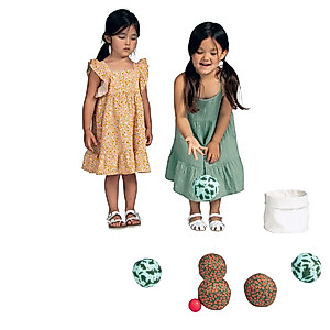 Manhattan Toy Indoor Outdoor 8-Piece Bocce Playset for Kids with Soft Memory Foam Fabric Covered Balls