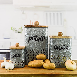Boston Warehouse Root Vegetable Storage Set for Potatoes, Onions, and Garlic