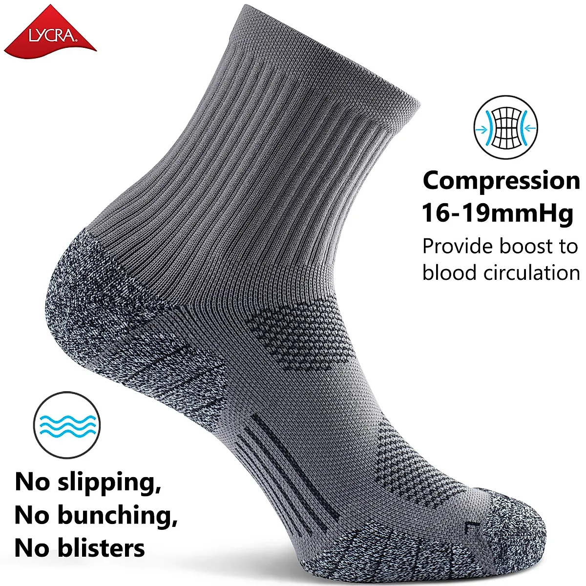 CWVLC Unisex Cushioned Compression Sport Quarter Socks, 4-pairs (Black2,Grey2,Royal Blue2,White2), M