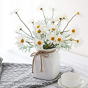 AmyHomie Artificial Flowers,10 pcs Silk Daisy, Artificial Gerber Daisy for Home Decoration, Fake Wildflowers Spring Flowers for Wedding Decoration(Milk White)