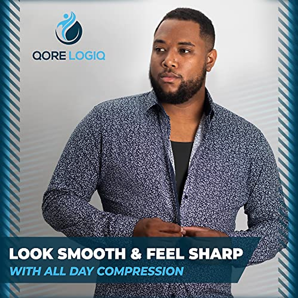 QORE LOGIQ Gynecomastia Black Compression Shirts for Men, Tank Top Body Shaper, Fajas para Hombres, Mens Slimming Undershirt Belly Shirt Sleeveless L