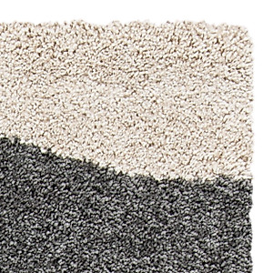 SAFAVIEH Florida Shag Collection Area Rug - 6' x 9', Ivory & Grey, Abstract Design, Non-Shedding & Easy Care, 1.2-inch Thick Ideal for High Traffic Areas in Living Room, Bedroom (SG475-1180)