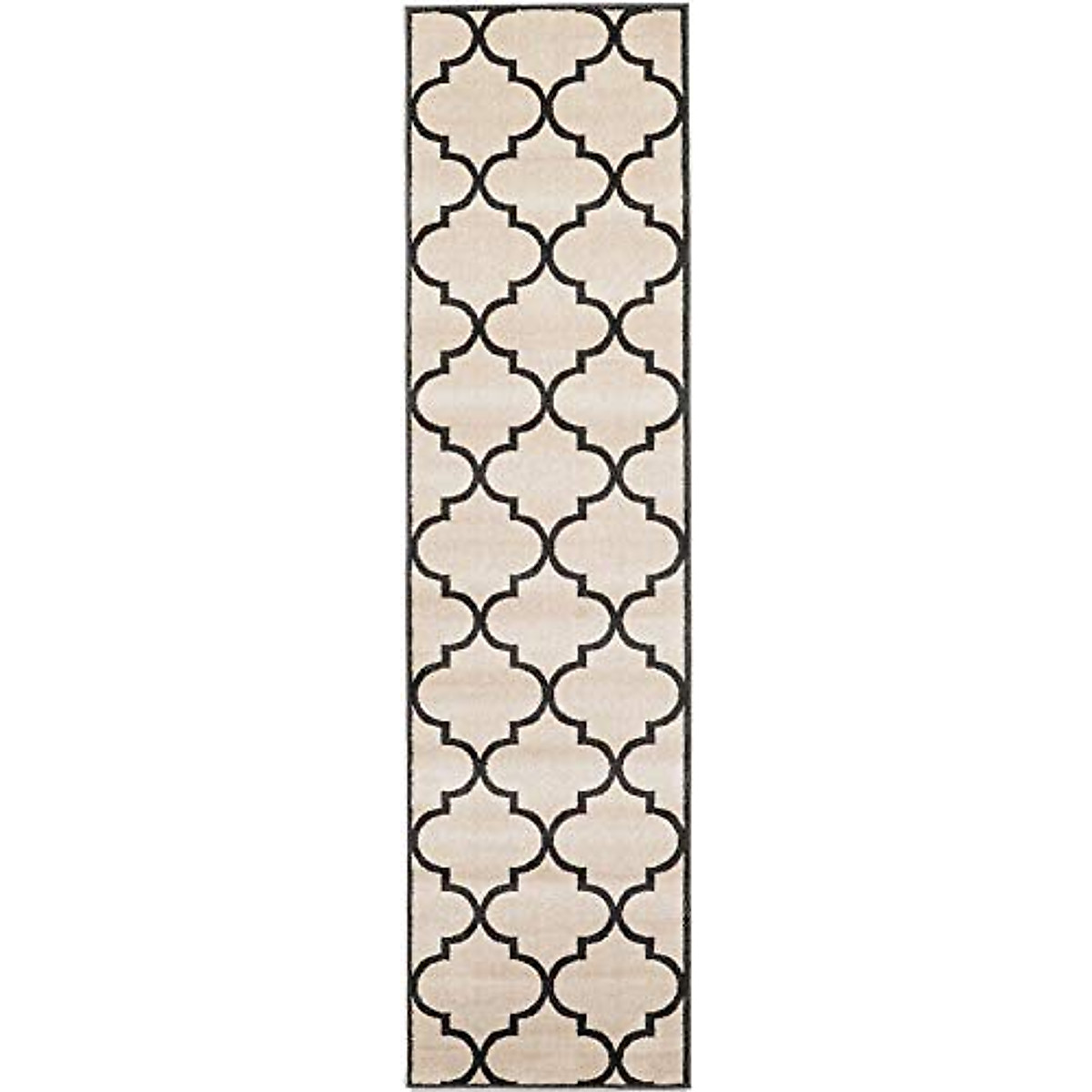 Unique Loom Trellis Collection Modern Morroccan Inspired with Lattice Design Area Rug, Runner 2' 7" x 10' 0", Beige/Black