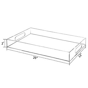Yestbuy 12x 20 Clear Acrylic Tray, Premium Acrylic Serving Tray, Modern Acrylic Rectangular Trays - Spill Proof, Trays for Coffee Table, Bathroom, Kitchen, Office (12" x 20")…
