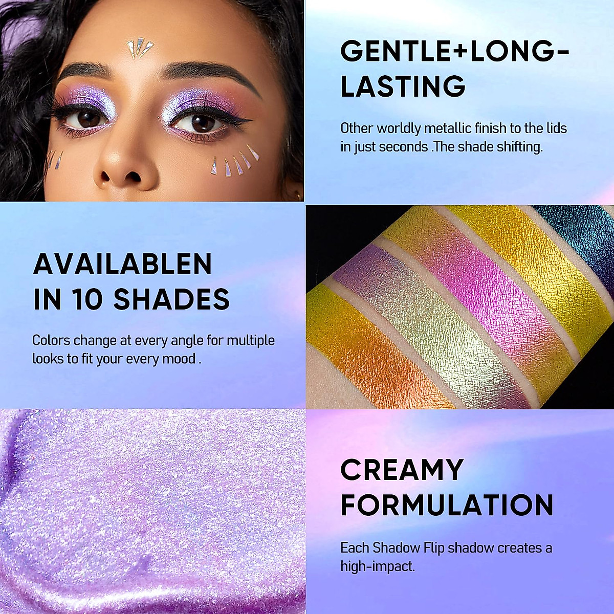 MAKI YIKA Glitter Eyeshadow Green Liquid Multichrome Eyeshadows Long Lasting, Metallic Chameleon Eye Shadow Smudgeproof Holographic Multi-Dimensional Eye Looks (#2 Peacock)