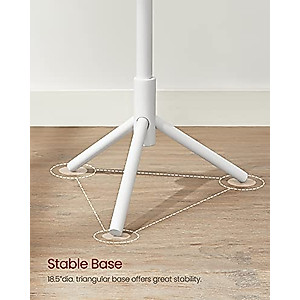 VASAGLE Solid Wood Coat Rack, Free Standing Coat Rack, Tree-Shaped Coat Rack with 8 Hooks, 3 Height Options, for Clothes, Hats, Bags, for Living Room, Bedroom, Home Office, White URCR04WT