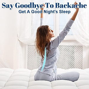 SONORO KATE Mattress Topper, Extra Thick Mattress Protector, Cooling Mattress Pad Cover for Back Pain, Plush & Support Bed Topper Overfilled Down Alternative Fit 8-21" Deep (White, Queen)