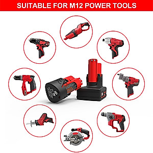 WORTHMAH Replacement for Milwaukee M12 Lithium-ion Battery 2 Packs 6.0Ah and 3.0Ah, for 48-11-2460 48-11-2440 Compatible with Milwaukee 12 Volt Cordless Tools