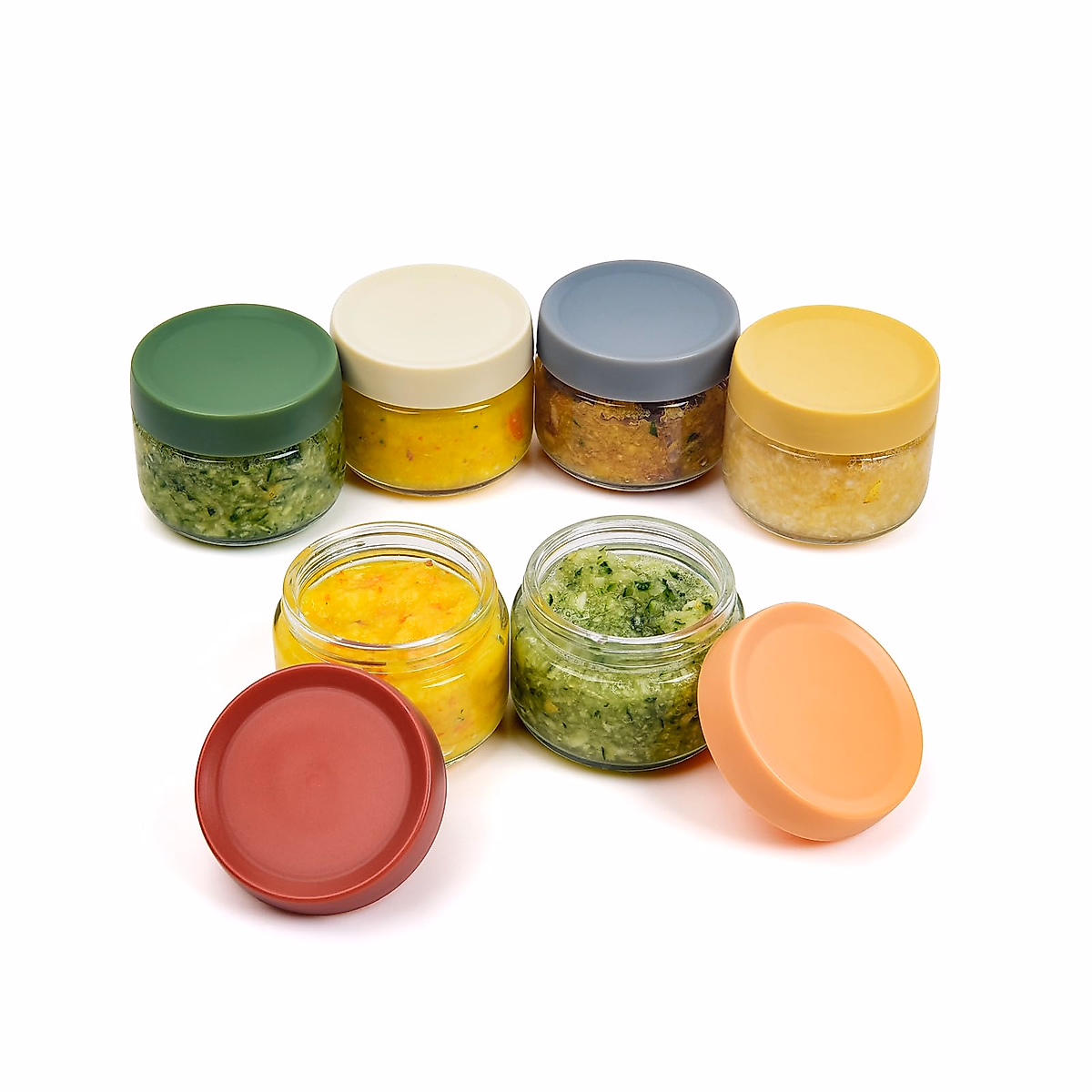 EONJOE 2 oz Glass Dressing Containers To Go Sauce Cups Mini Condiment Dip Jars with Lids Lunch Box Accessories,6-Pack