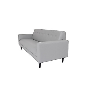 Coast to Coast Sofas Bronx Grey Faux Leather Sofa, Modern 3-Seater Sofas Couches for Living Room, Bedroom, Office, and Apartment with Solid Wood Frame