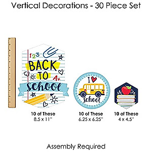 Big Dot of Happiness Back to School - First Day of School Classroom DIY Dangler Backdrop - Hanging Vertical Decorations - 30 Pieces