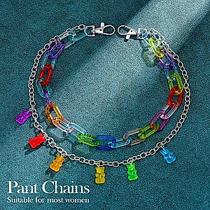 GENBREE Hip Hop Pants Chain Punk Colorful Jean Chains Layered Hipster Cool Trouser Chain Wallet Chain Waist Jewelry for Women and Girls