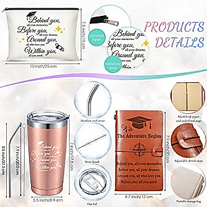 Gerrii Inspirational Graduation Gifts Class of 2024 Behind You All Your Memories 20oz Vacuum Insulated Tumbler Mug Inspirational Graduation Journal and Makeup Bag for Her Him Graduates