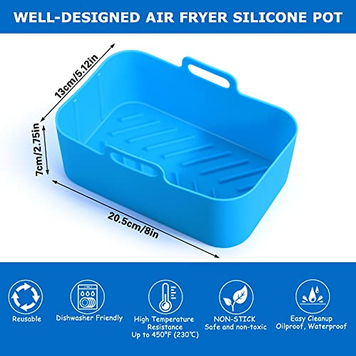 Air Fryer Silicone Liners - 2Pcs Reusable Silicone Pot for Ninja Foodi DZ201/DZ401 Dualzone Air Fryer, Oven Insert Silicone Bowl, Replacement of Parchment Paper Liners, Non Stick Basket Accessories
