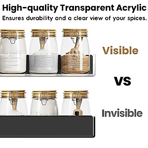 Lumanman 2 Pack Acrylic Spice Racks for Refrigerator and Oven, Magnetic Fridge Organizers and Storage, Clear