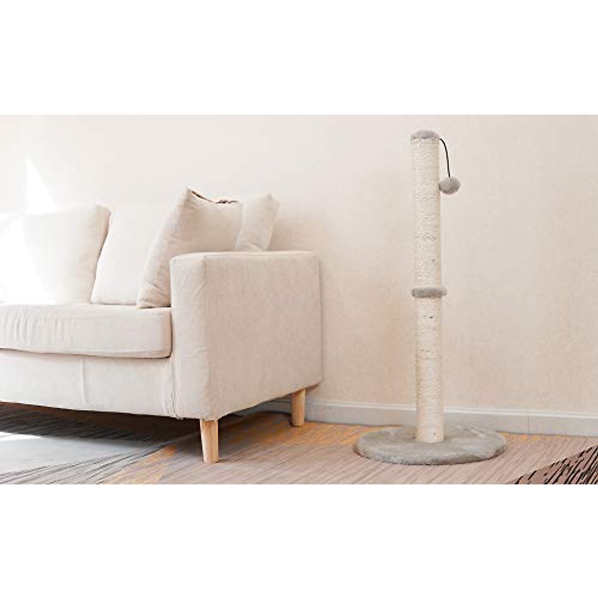 Kazura 29" Tall Cat Scratching Post, Cat Post Scratcher with Sisal Rope and Base Covered with Soft Plush,Cat Scratcher for Kittens(29 in Tall)