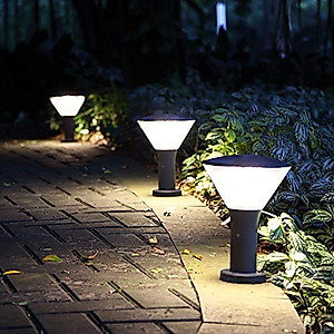 ZZYJYALG Modern Simple E27 Grey Waterproof Outdoor Column Lights European Creative Aluminum PC Post Lights Lawn Garden Home Villa Street Decorative Pillar Lamps