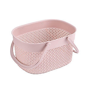 rejomiik 2 Pack Plastic Shower Caddy Basket, Portable Organizer Storage Tote with Handles Toiletry Bag Bin Box for Bathroom, College Dorm Room Essentials, Kitchen, Camp, Gym, Pink