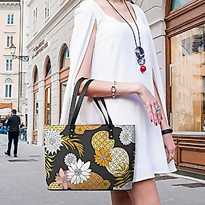Womens Handbag Japanese Flowers Leather Tote Bag Top Handle Satchel Bags For Lady