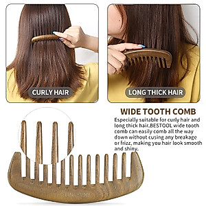 BESTOOL Wide Tooth Comb，Extra Large Sandalwood Wide Tooth Comb 100% Natural Sandalwood Comb Detangler for Curly Long Thick Wet or Dry Hair Anti-static