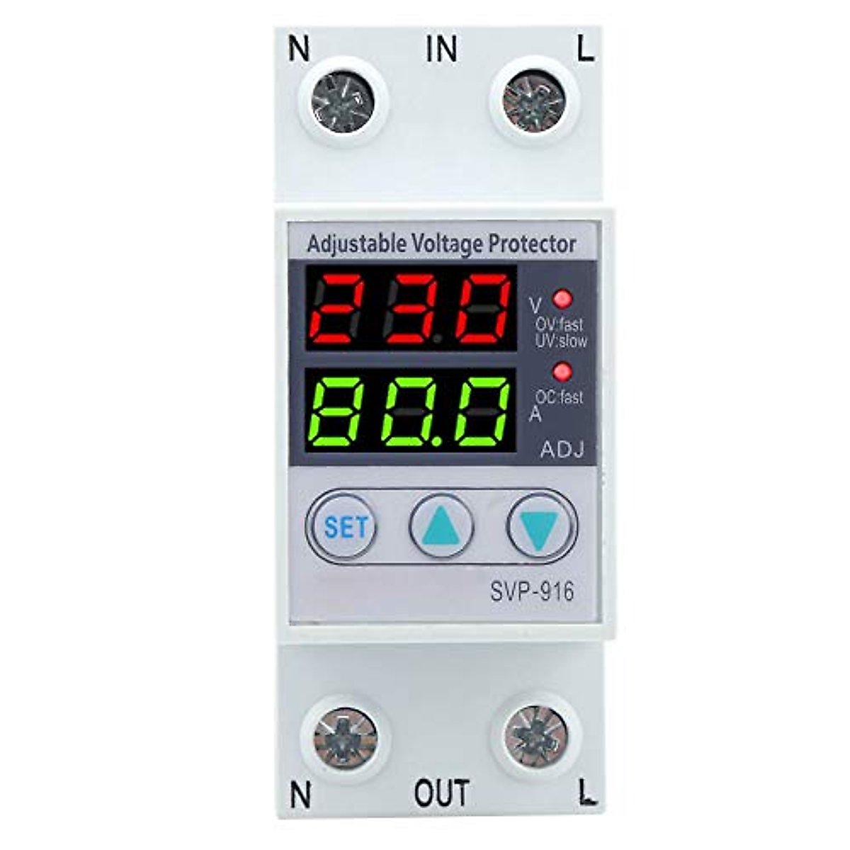 SVP‑916 100‑130VAC Adjustable Over and Under Voltage Protector Plastic Delay Reset Protector Voltage Protective Device(40A)