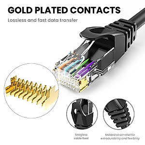 Ultra Clarity Cables Cat 6 Ethernet Cable 6 FT (10 Pack), Cat6 Patch Cable, High Speed 10Gbps 500Mhz Ethernet Cable Network Cord, RJ45 LAN Internet Cable for Computer Modem Router PS4/5 Xbox -Black