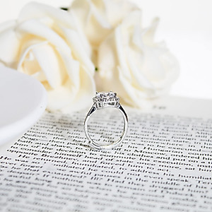 CHERUBIC Platinum Plated Sterling Silver Square Halo Ring For Women Crystal Cubic Zirconia Birthstone Rings Adjustable