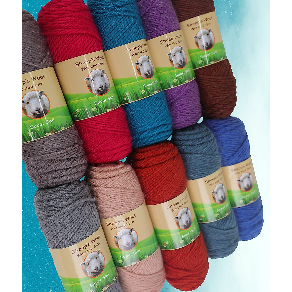 3-Pack Sheep Wool Worsted Yarn for Knitting and Crocheting 300 Grams of Lamb Sheep's Wool
