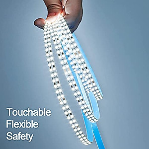 KXZM 24V LED Strip Light Cool White 6000K Double Row 32.8ft/10M 2400LEDs 2835 SMD 160W High Brightness 11000LM No-Waterproof IP20 Flexible Ribbon for Kitchen Hallways Decoration Lighting
