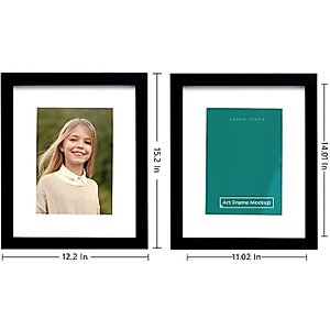 Picrit 11x14 Picture Frame Set of 4, Made of High Definition Real Glass, Display 8x10 with Mat or 11x14 Without Mat, Photo Frames for Wall Mounting or Table Top Display